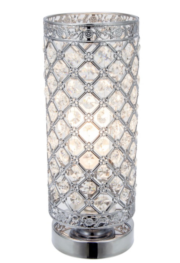 Silver Crystal Cylinder Touch Lamp – Saditty Esscentials